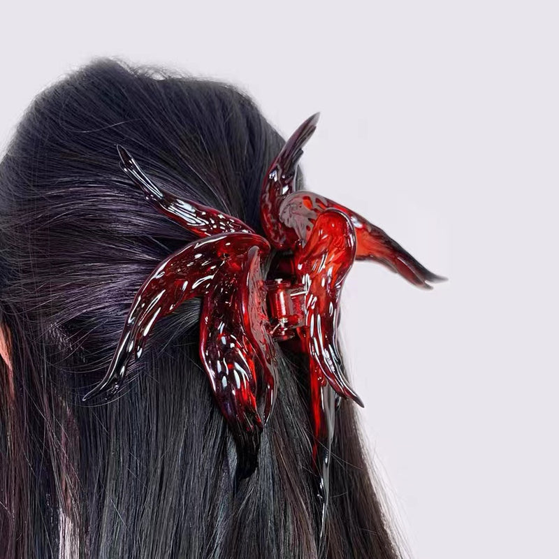 Angel wings hair claw within Dark Red